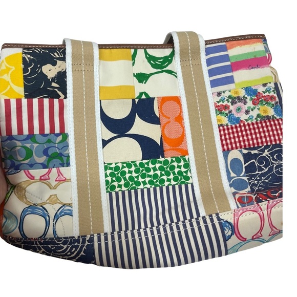 Coach | Bags | Coach Hampton Patchwork Tote Bag Multicolor Logo Print ...